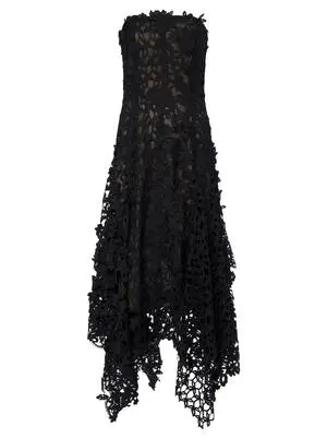 Oscar De La Renta Lace Asymmetric Gown - Black