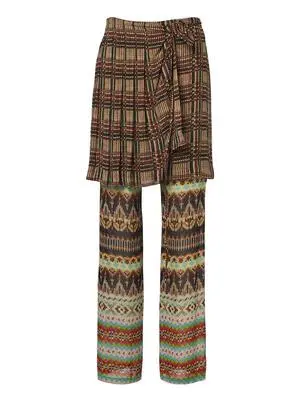 Dries Van Noten Printed Layered Wide-leg Pants - Multicoloured