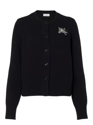 Burberry Ekd Embellished Wool And Cashmere Cardigan - Black