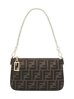 Fendi Tube Ff Zucca Pouch With Strap - Brown