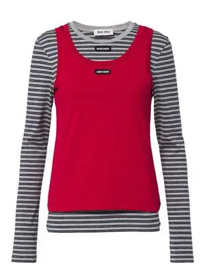 Miu Miu Cotton Jersey T-shirt And Tank Top Set - Grey