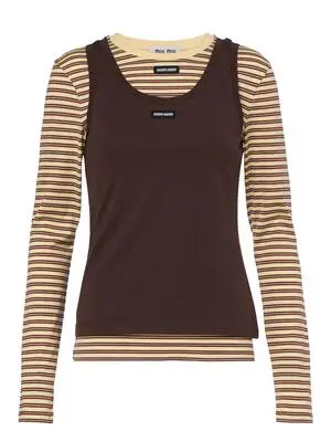 Miu Miu Cotton Jersey T-shirt And Tank Top Set - Yellow