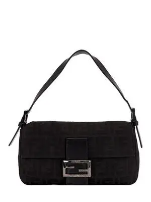 Fendi Zucca Baguette Shoulder Bag - Black