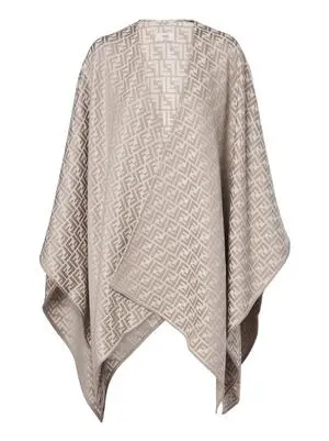 Fendi Ff Wool And Silk Poncho - Grey
