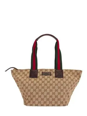 Gucci Web Bucket Tote Bag - Brown