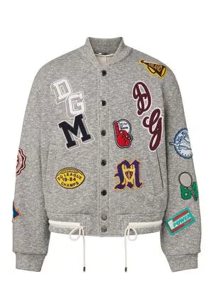 Dolce & Gabbana Patch-appliqué Cotton Varsity Jacket - Grey