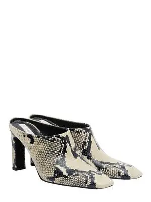 TOTEME Snake-effect Leather Mules - Black