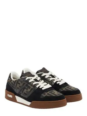 Fendi Match Jacquard Suede-trimmed Sneakers - Black