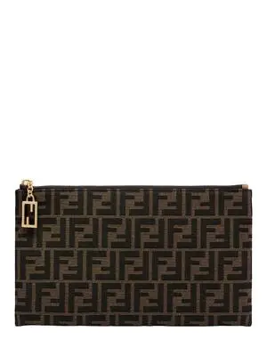 Fendi Tube Medium Ff Zucca Pouch - Brown