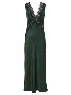 Rixo Lysandra Lace-trimmed Satin Midi Dress - Green