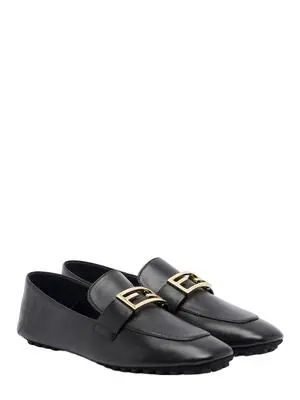 Fendi Tube Leather Driving Shoes - Black