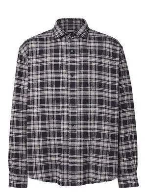 A.PRESSE Checked Cotton And Silk Twill Shirt - Blue