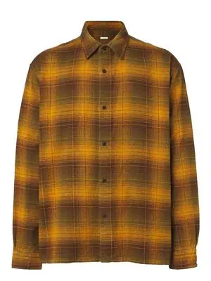 A.PRESSE Checked Cotton And Silk Twill Shirt - Yellow