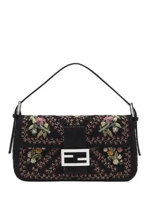 Fendi Baguette® 26424 Floral Suede Shoulder Bag - Multicoloured