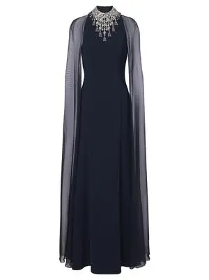 Jenny Packham Kalypto Crystal-embellished Gown - Blue