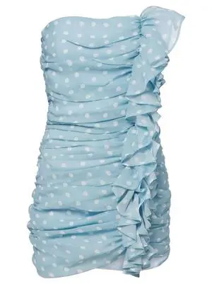 Nina Ricci Polka-dot Silk Bustier Dress - Blue