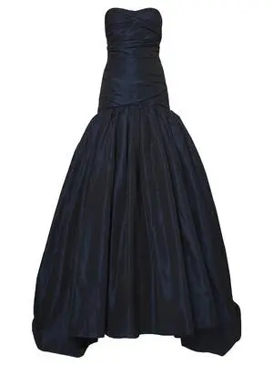 MARMAR HALIM Draped Taffeta Bustier Gown - Blue
