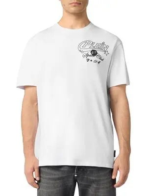 Philipp Plein Cotton T-shirt With Contrasting Logo And Slogan Print - White