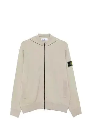 Stone Island Logo-patch Zip-up Hoodie - Neutrals