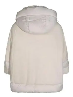 MOORER Hooded Panelled Coat Neutrals