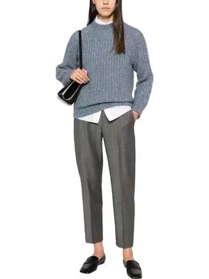 Peserico Prince Of Wales Check Trousers - Grey
