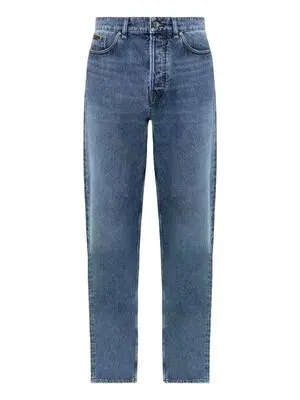 Moncler Whiskering-effect Logo-patch Jeans - Blue