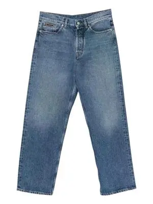 Moncler Logo-patch Straight-leg Jeans - Blue