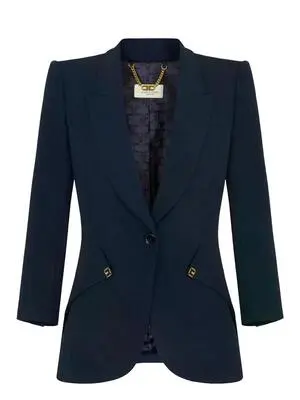 Elisabetta Franchi Jacket Made Of Lightweight Crêpe Fabric And Satin - Blue
