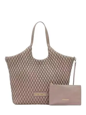 Moschino Quilted Logo-plaque Tote Bag - Neutrals