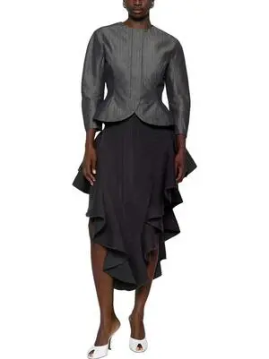 Jacquemus Pinstripe-pattern Peplum Jacket - Grey