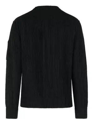 C.P. COMPANY Lens-detail Ribbed-knit Sweater - Black