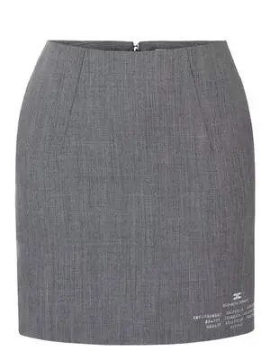 Elisabetta Franchi Wool Mini Skirt With Logo Print - Grey