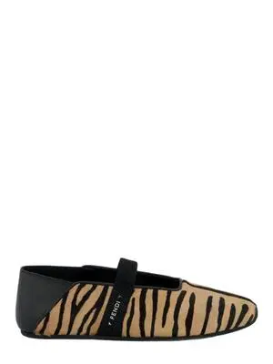 Fendi Academia Animal-print Ballet Flats Neutrals