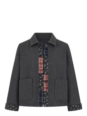 YUMI Yumi Grey Patchwork Boxy Jacket