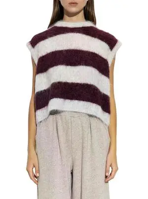 American Vintage Niby Striped Knit Vest Neutrals