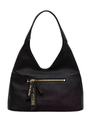 Moschino Logo-plaque Pebbled Tote Bag - Black
