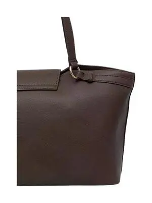 Moschino Logo-plaque Pebbled-effect Tote Bag - Brown