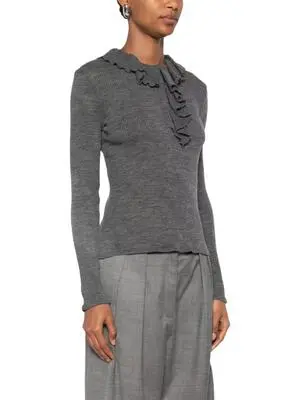 FORTE_FORTE Ruffled Ribbed T-shirt - Grey