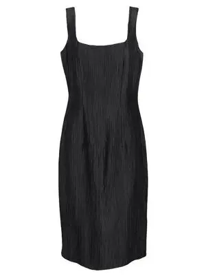 Guy Laroche Pleated Square-neck Midi Dress - Black