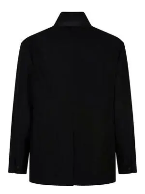 Canali High-neck Button-up Coat - Black
