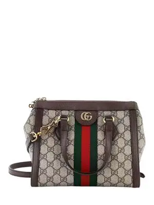 Gucci Ophidia Top Handle Gg Coated Canvas Small Tote Bag - Brown