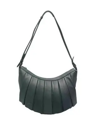 Lacoste M Hobo Pleated Leather Shoulder Bag Green