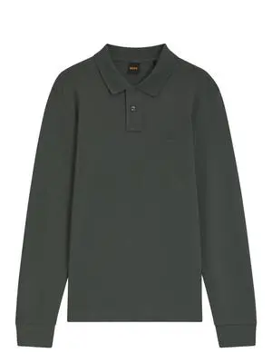 BOSS Slim-fit Polo Shirt In Stretch-cotton Piqué Light Green