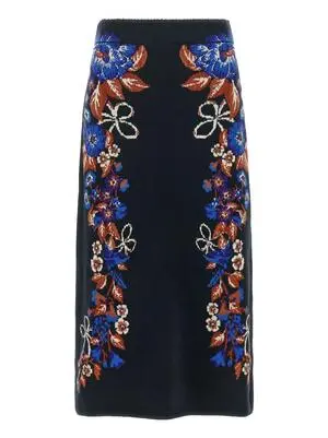 Farm Rio Garden Knit Skirt Blue
