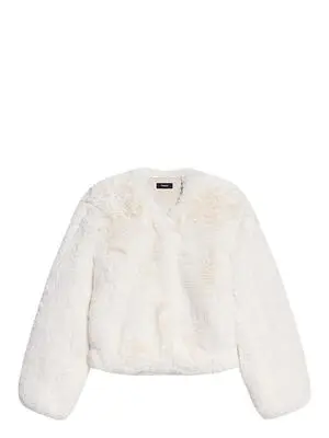 Theory Cropped Faux Fur Jacket - Ivory