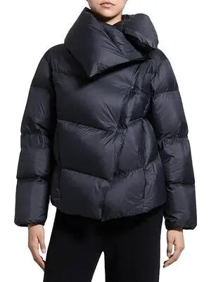 Theory Asymmetric Down Puffer Coat - Blk