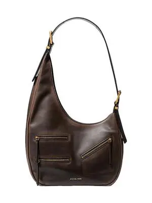 Michael Kors Nolita Medium Asymmetrical Leather Shoulder Bag - Chocolate