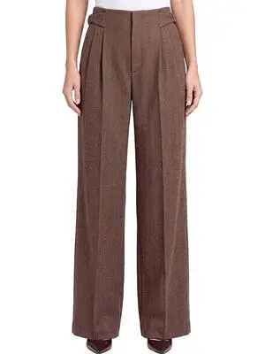 LIVERPOOL Pleated High Rise Wide Leg Trousers - Chestnut