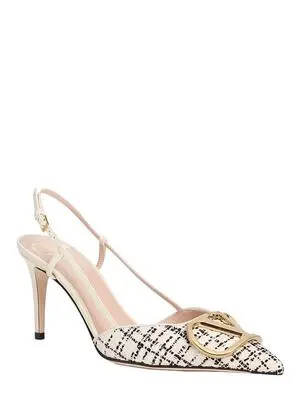 Valentino Garavani Vlogo Signature Tweed Pumps - Vanilla
