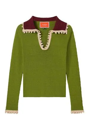 La DoubleJ Picket Cotton & Cashmere Polo Sweater - Solid